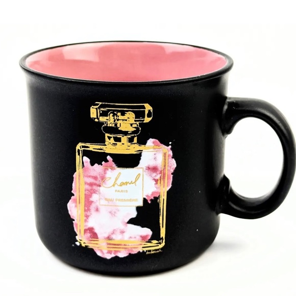Kitchen | Chanel Perfume Bottle Coffee Mug In Black Pink And Gold ...